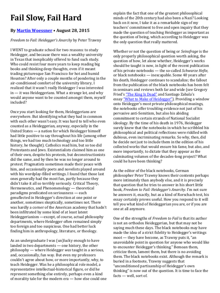 Woessner, M. (2015) (Rev) Fail Slow, Fail Hard | PDF | Martin Heidegger ...
