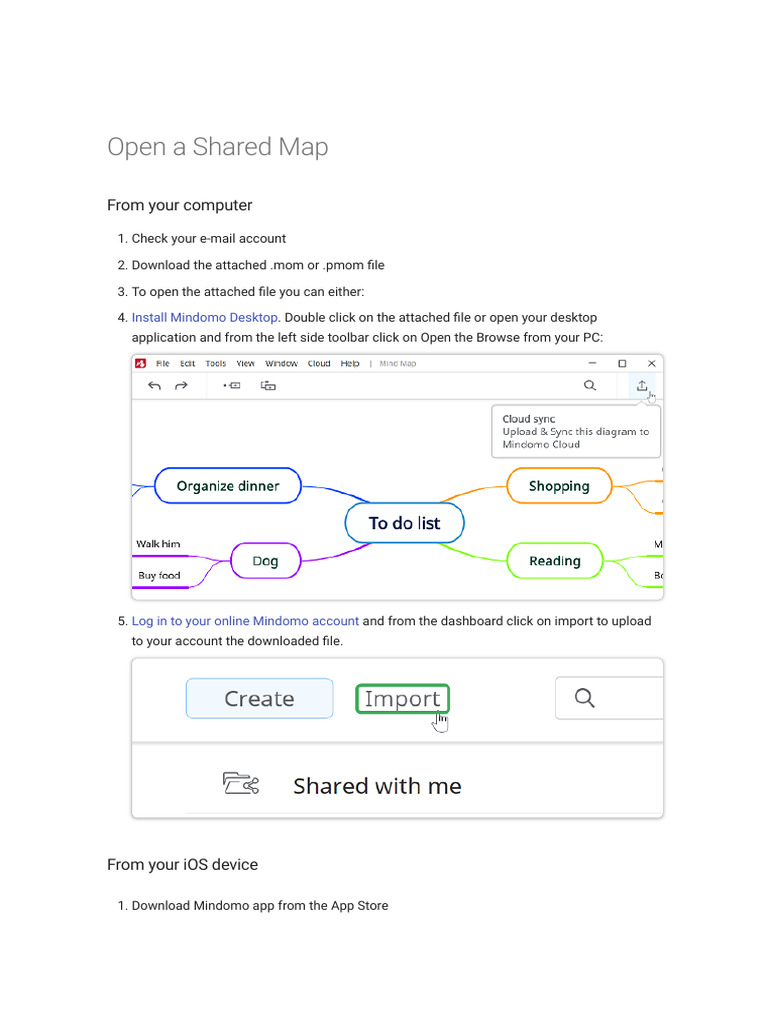 How to Open a Shared Mindomo Map | PDF