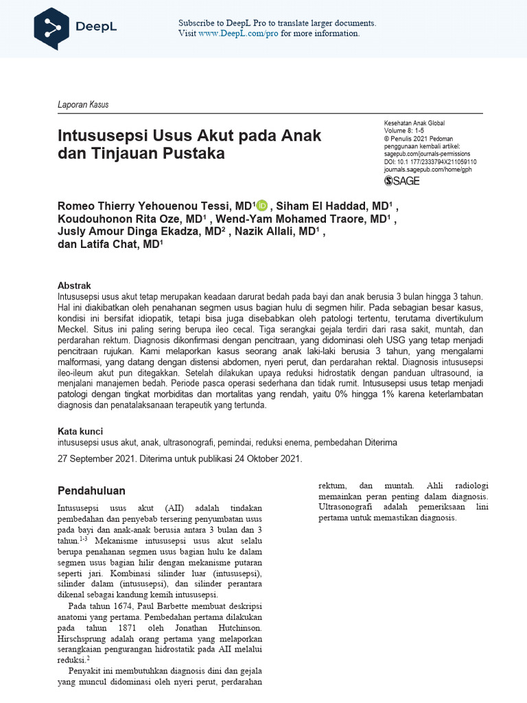 Intususepsi Usus Akut pada Anak: Kasus dan Diagnosis | PDF | Kesehatan ...