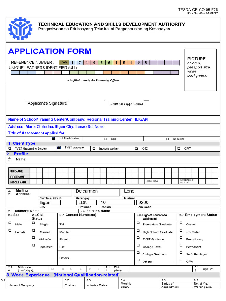 Application Form 2 Copies | PDF
