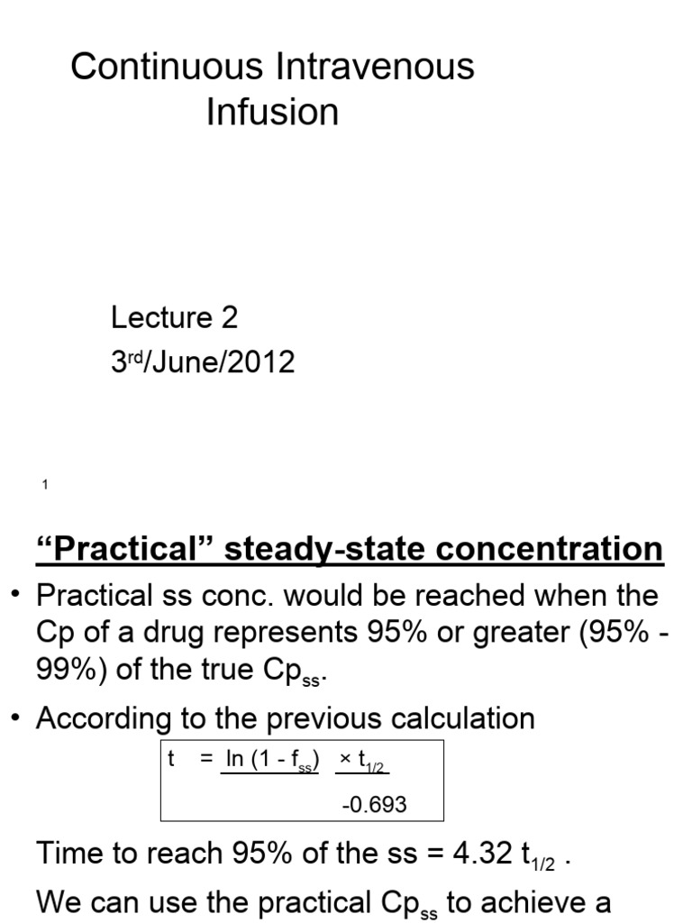IV Infusion: Steady-State Strategies | PDF | Pharmacokinetics ...