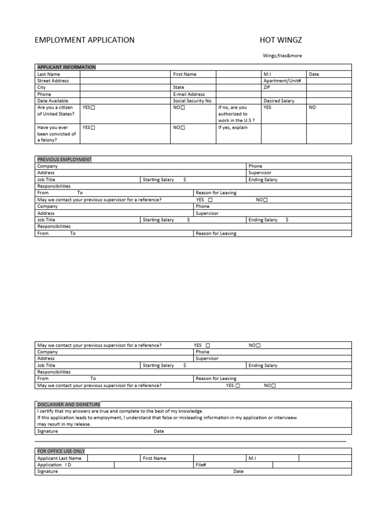 EMPLOYMENT APPLICATION | PDF