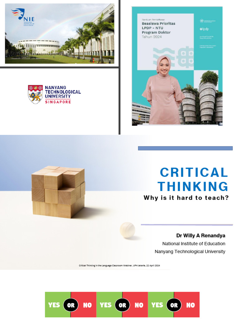 Critical Thinking - Why Is It Hard To Teach - UPH April 2024 | PDF | Reading Comprehension ...