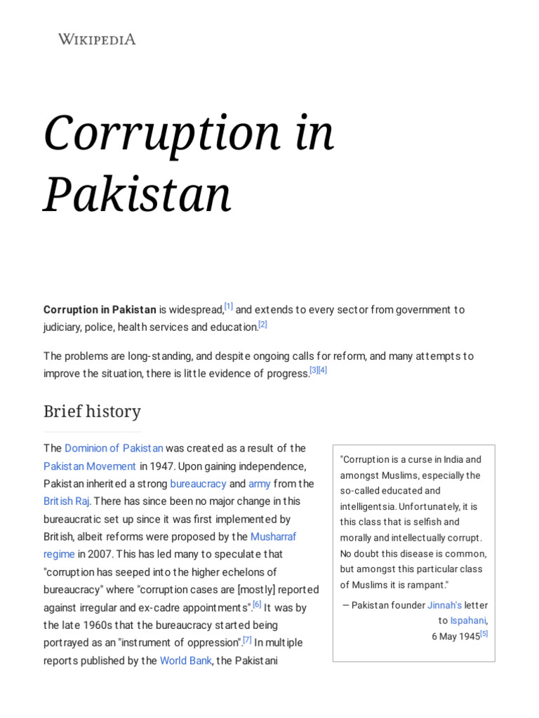 Corruption in Pakistan - Wikipedia | PDF