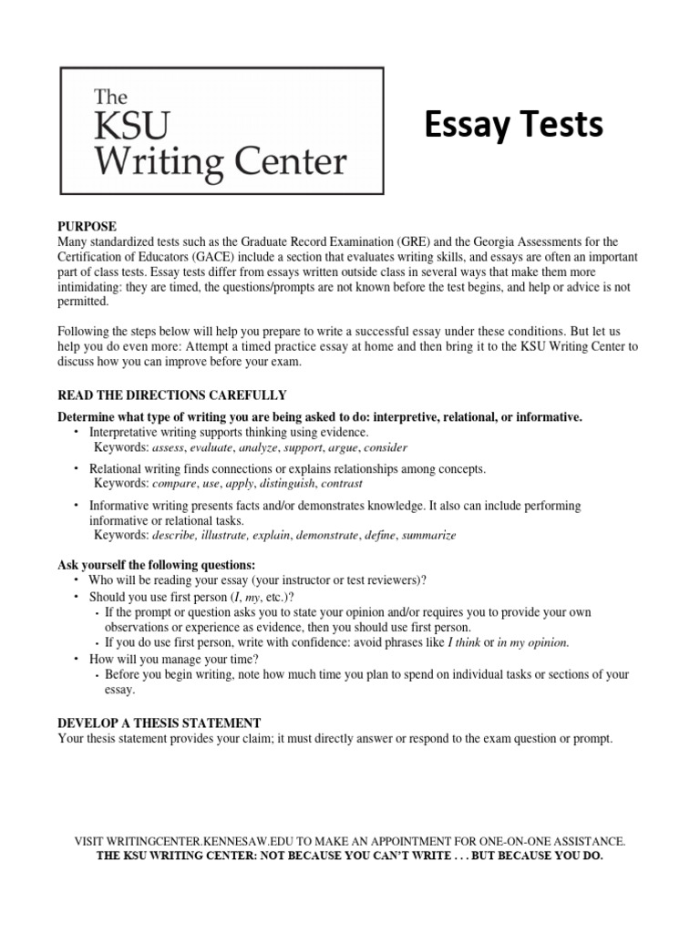 Mastering Essay Tests: A Guide | PDF | Graduate Record Examinations ...