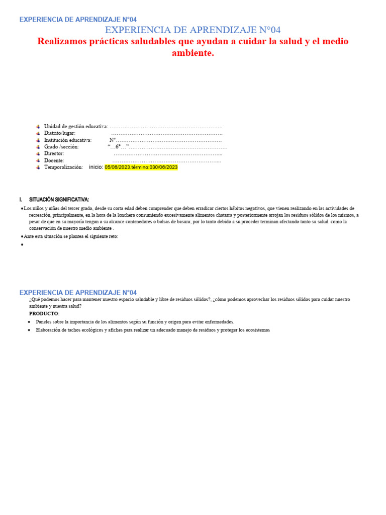 3° Grado - Experiencia de Aprendizaje N°04 | PDF | Multiplicación | Números