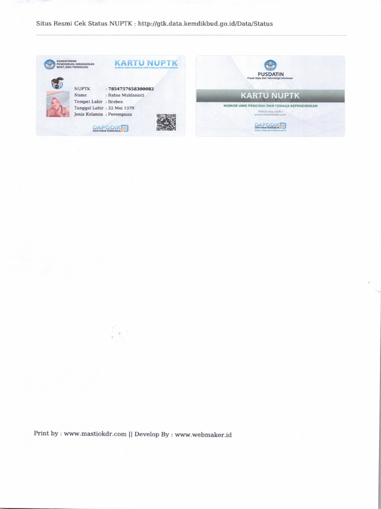 NUPTK Ratna Muldaniati | PDF
