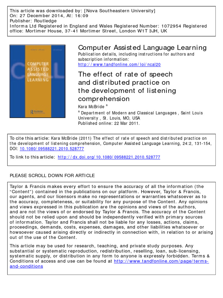 Listening - Rate of Speech | PDF | Second Language | Second Language ...