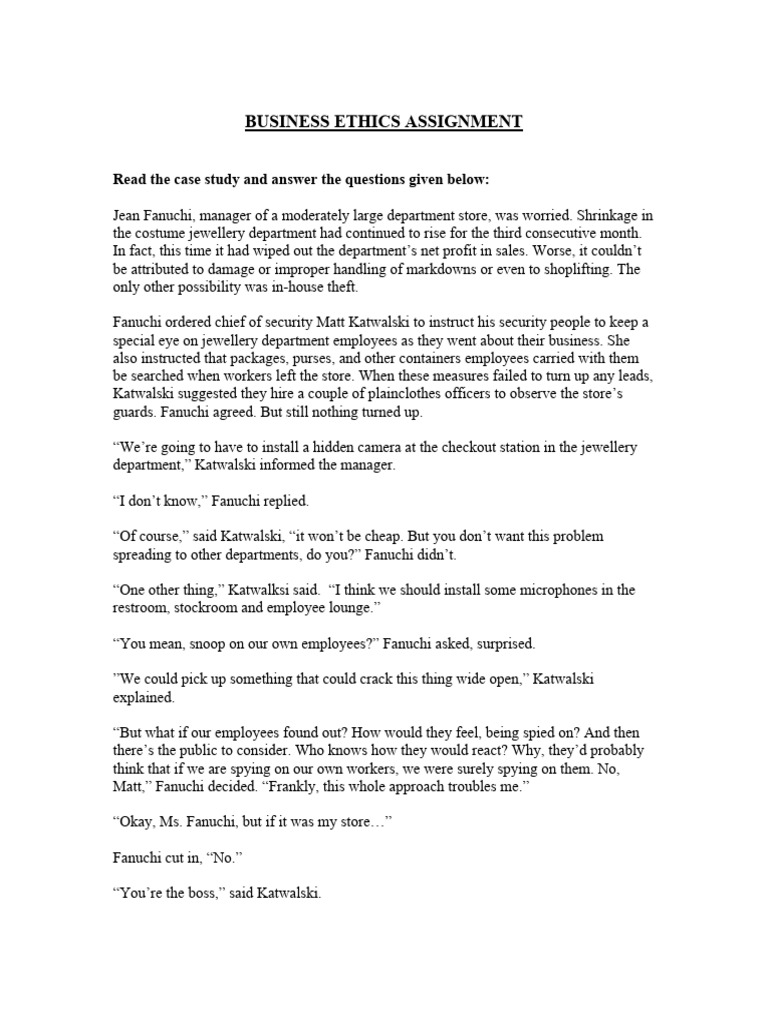 Business Ethics Assignment | PDF