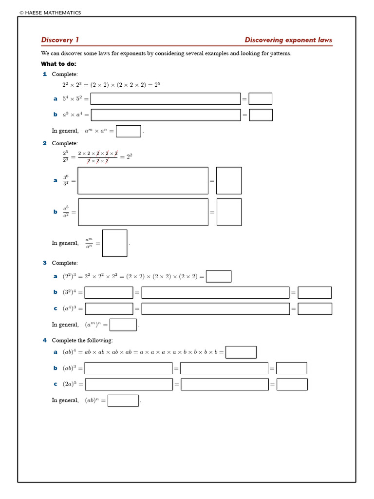 Exponents Activity Sheet Pdf 0879