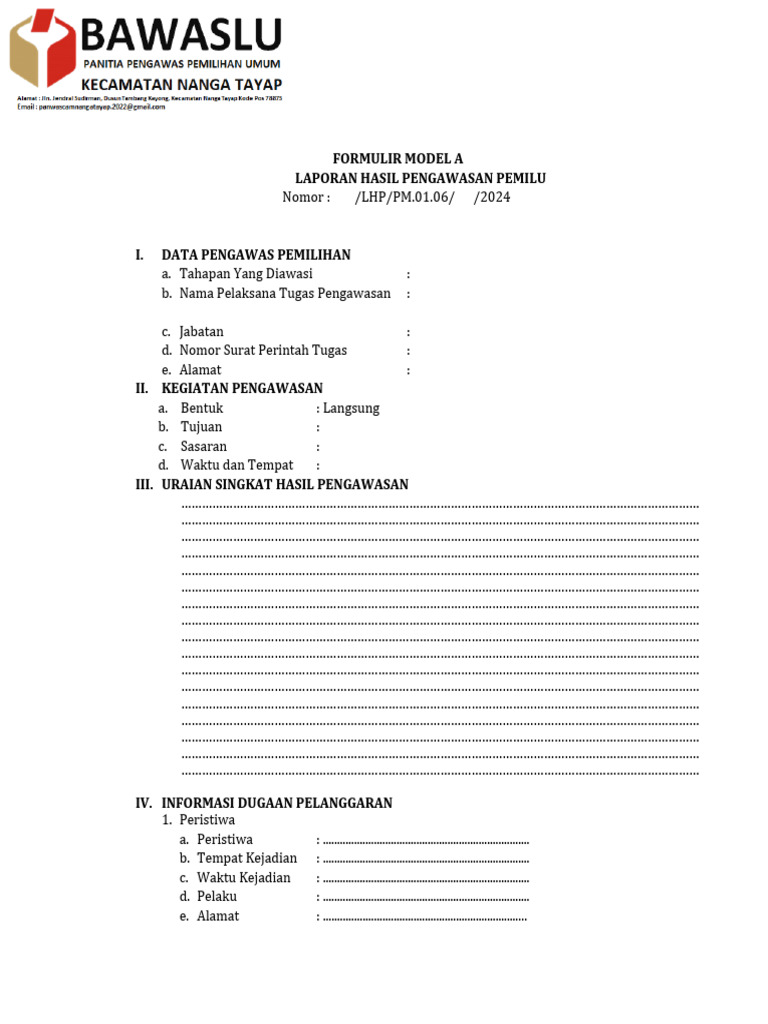 Form A Kosong 2024 | PDF