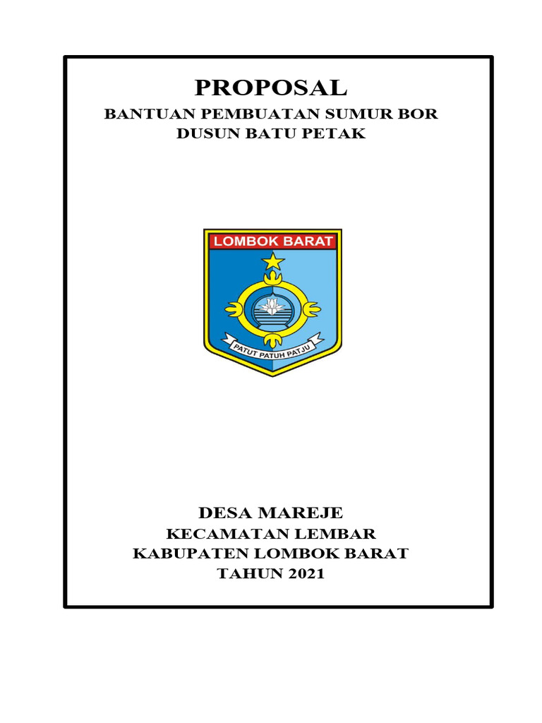 Proposal Sumur Bor Dusun Batu Petak | PDF | Kajian Bahasa Asing | Griya & Taman