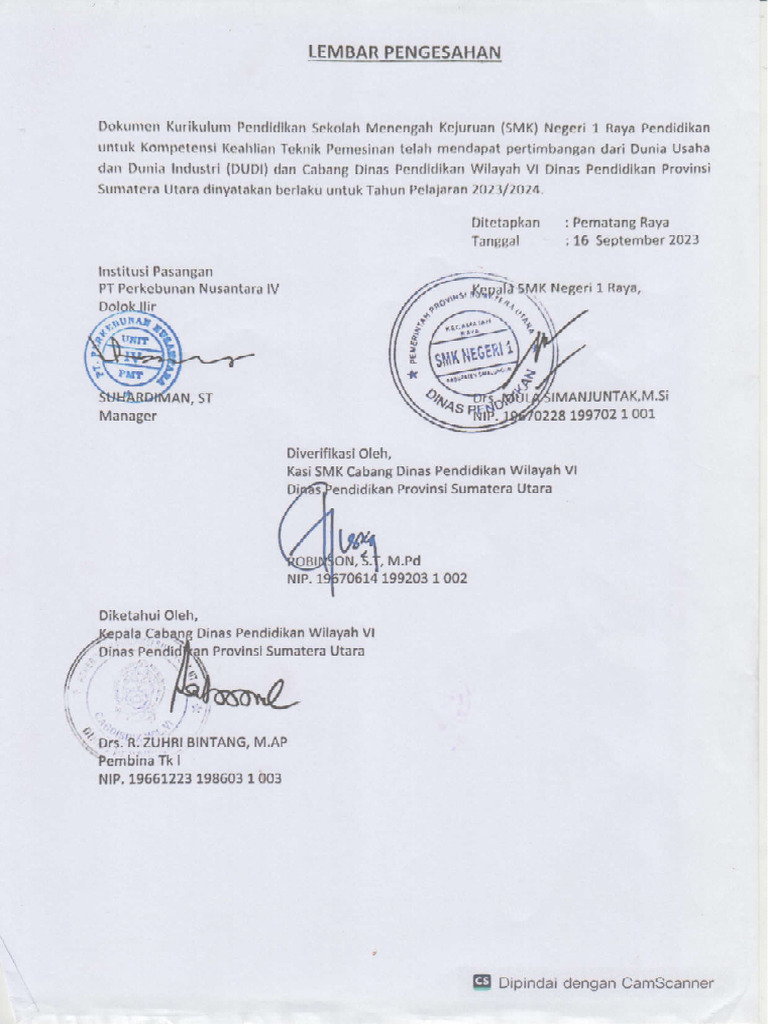 Lembar Pengesahan KOSP 1 | PDF