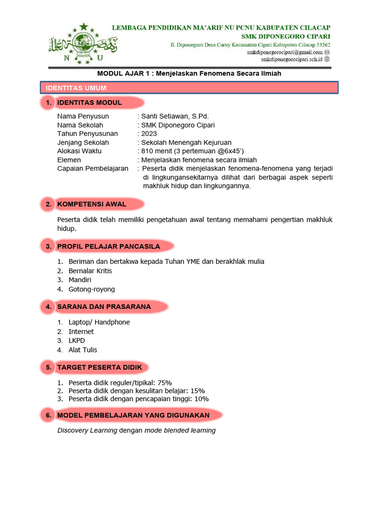 MODUL Projek IPAS X | PDF