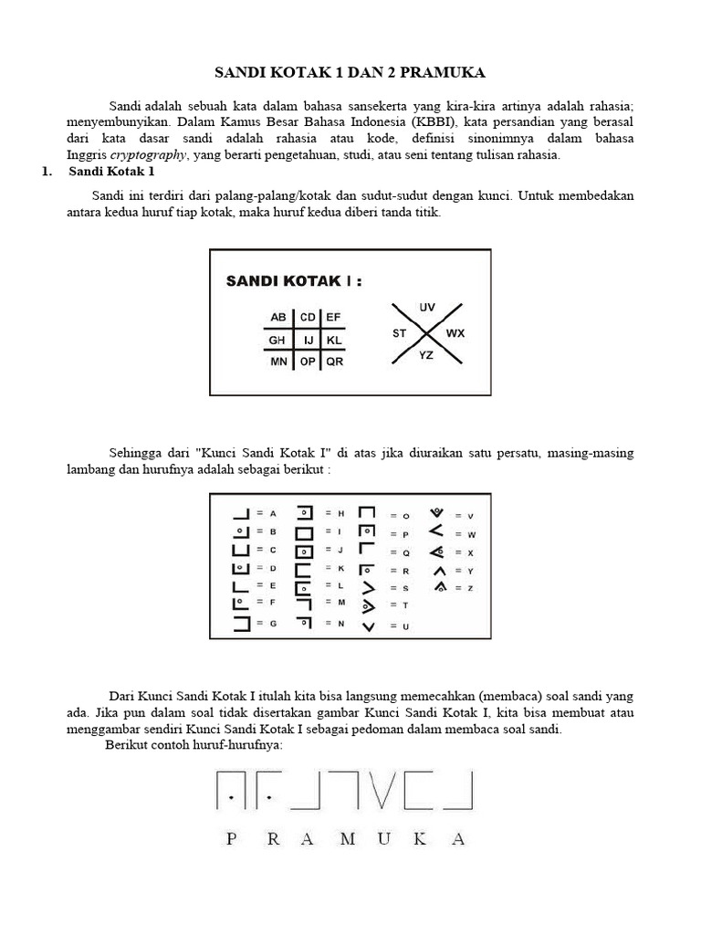Sandi Kotak 1 Dan 2 Pramuka | PDF