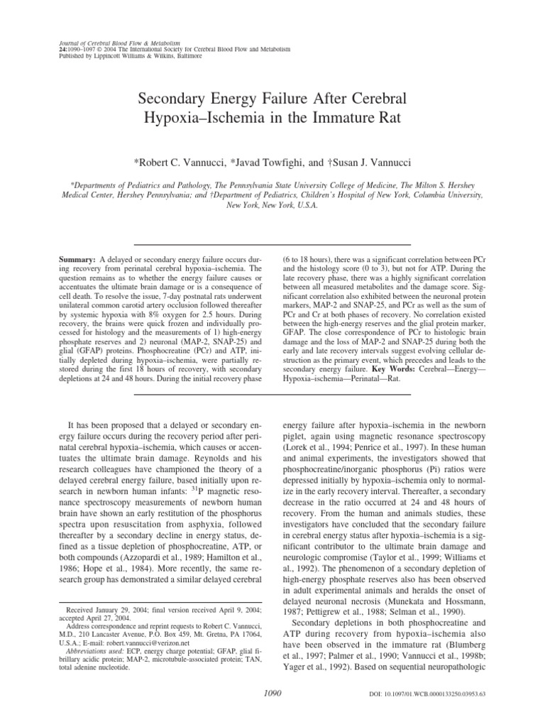 Secondary Energy Failure After Cerebral | PDF | Adenosine Triphosphate ...