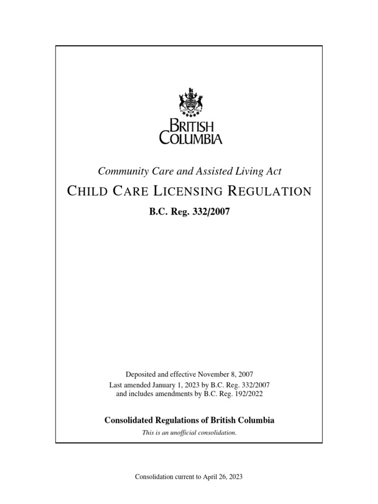 BC Child Care Document | PDF | License | Child Care