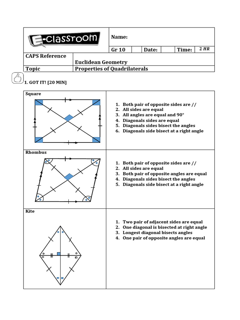 Gr10t2 Euclidean Geometry Quadrilaterals (1) | Download Free PDF | Euclidean Plane Geometry ...