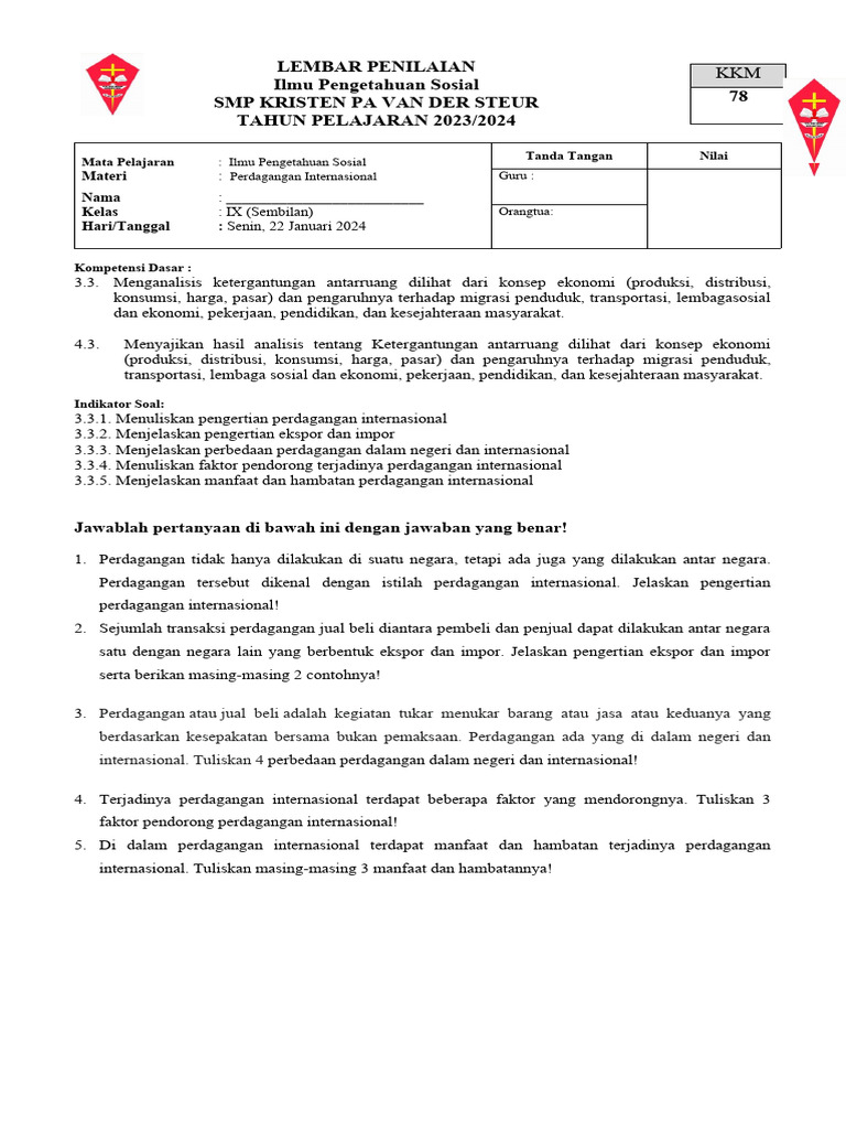 LKS - 1 IPS Tema 3 (22 Jan 24) TA 2023-2024 | PDF