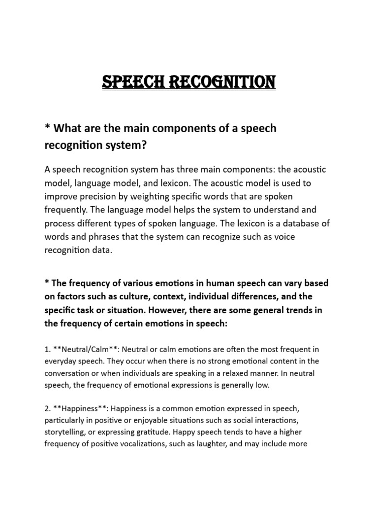 Speech Recognition | PDF | Emotions | Machine Learning