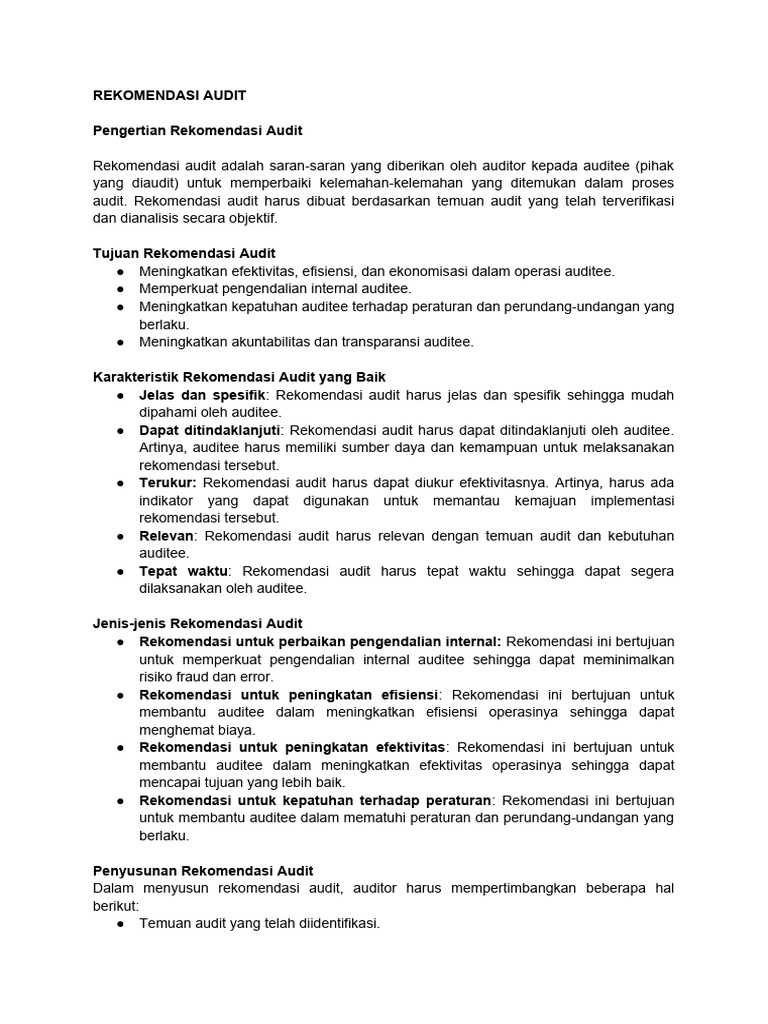 Materi Rekomendasi Audit | PDF