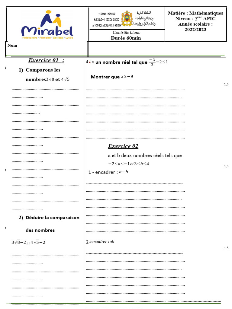 Contrôle 2 Ordre -3Apic-2023 - - Copie | PDF