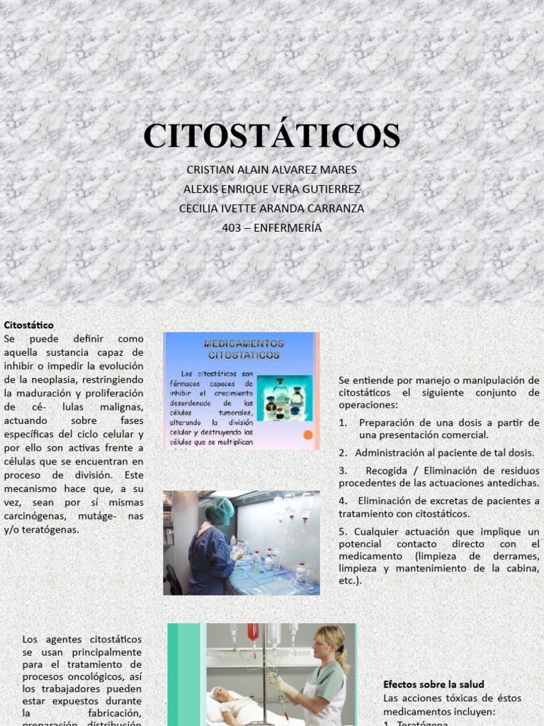 CITOSTÁTICOS | PDF | Quimioterapia | Terapia intravenosa