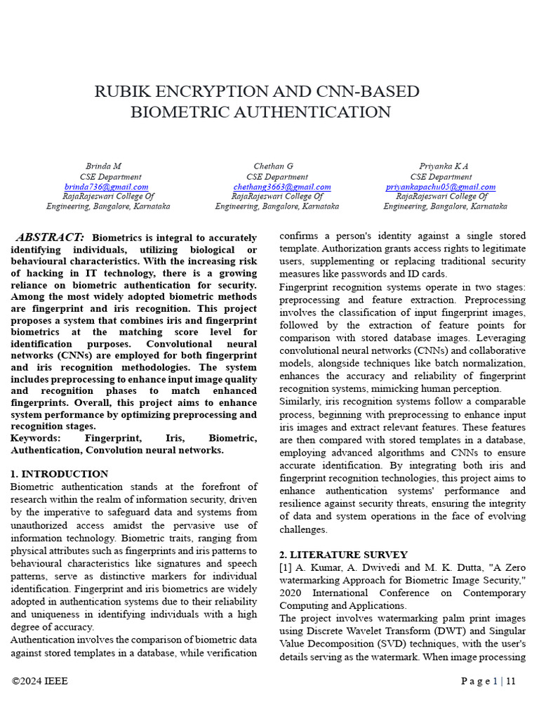 paper | Download Free PDF | Biometrics | Encryption