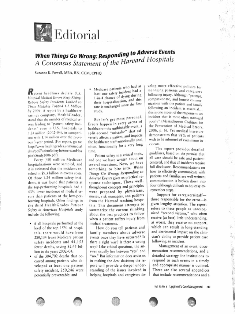 When Things Go Wrong Pdf Patient Safety Patient