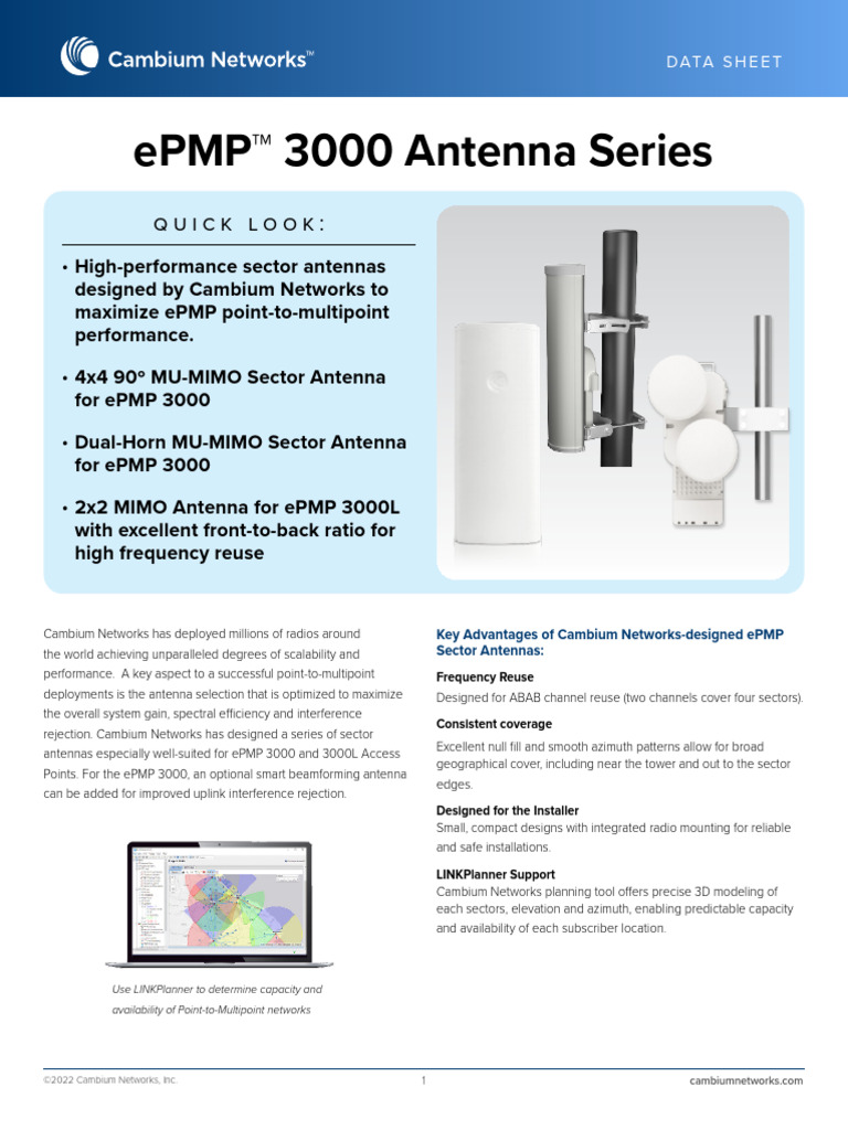 Cambium Networks Data Sheet ePMP 3000 Antenna Series | PDF | Antenna ...