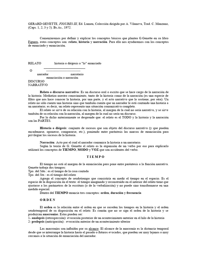 GERARD GENETTE Orden, Duración y Frecuencia | PDF | Narración | Hora