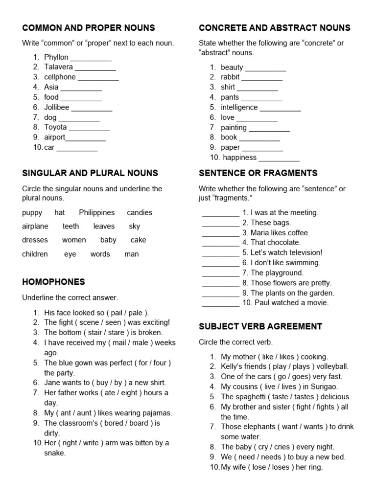 Grade 5 Pre-Test | PDF | Noun | Language Mechanics