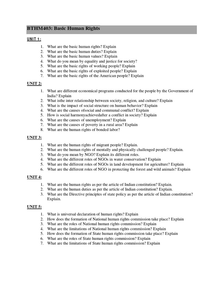 BTHM403 Basic Human Rights | PDF | Politics | Social Science