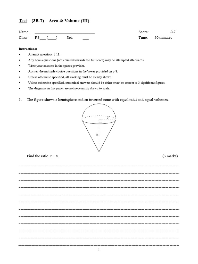 (3B-7) Test | PDF | Sphere | Area