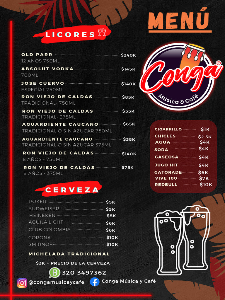Menú Conga | PDF | Ron | Bebidas alcohólicas