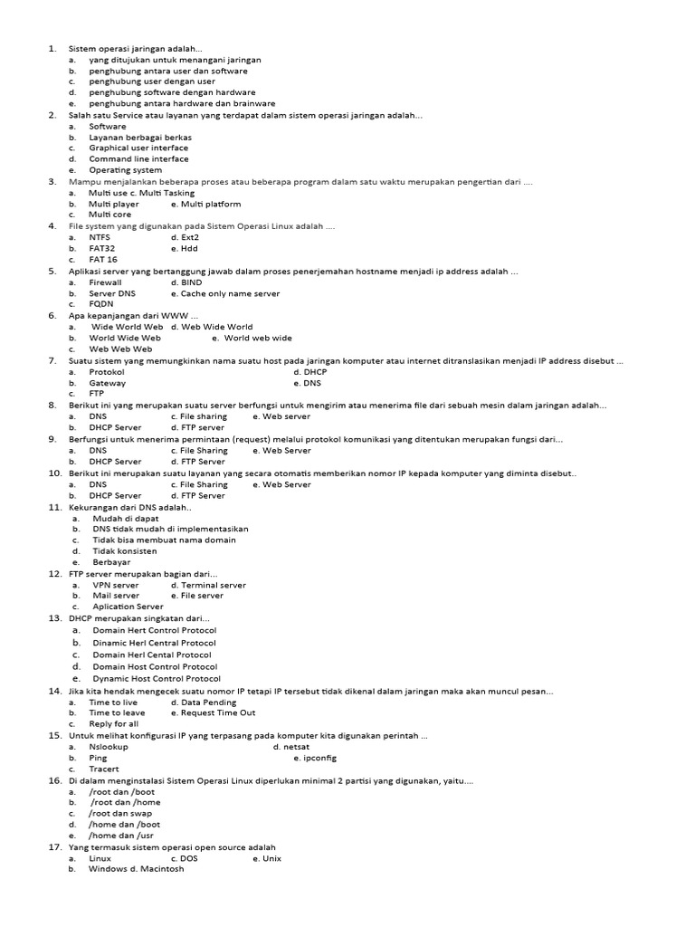 Kuis Jaringan dan Komunikasi Data | PDF