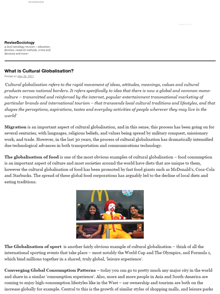What Is Cultural Globalisation? ReviseSociologyReviseSociology | PDF ...