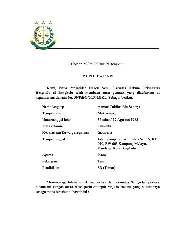 PDF Surat Penunjukan Majelis Hakim Compress | PDF