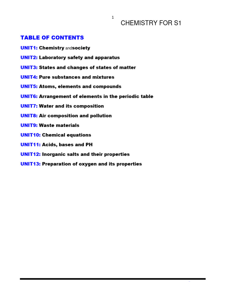 Chemistry S1: Concepts and Safety | PDF | Diffusion | Mixture