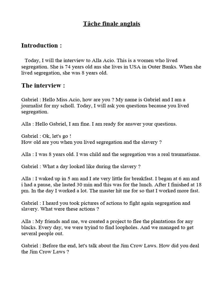 Tâche Finale Anglais | PDF