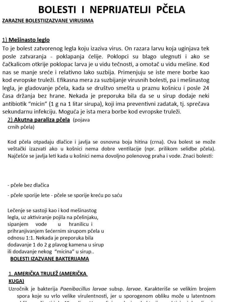 Bolesti I Neprijatelji Pcela - Z - 2022 | PDF