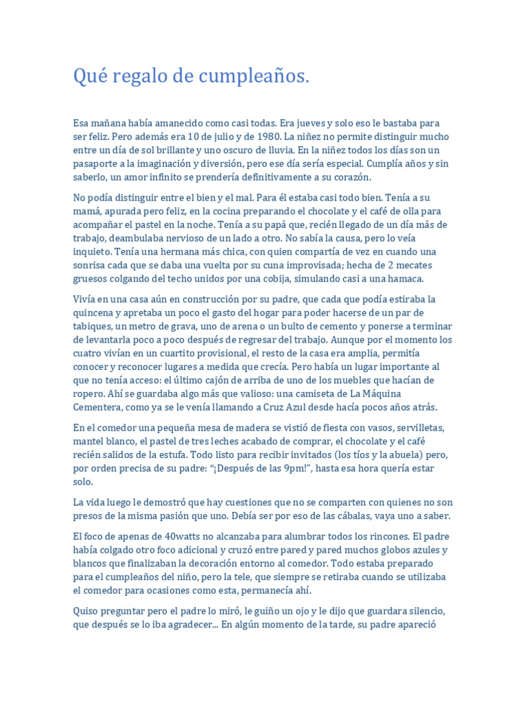 Cuento Cruz Azul 1980 Regalo de Cumpleaños | PDF