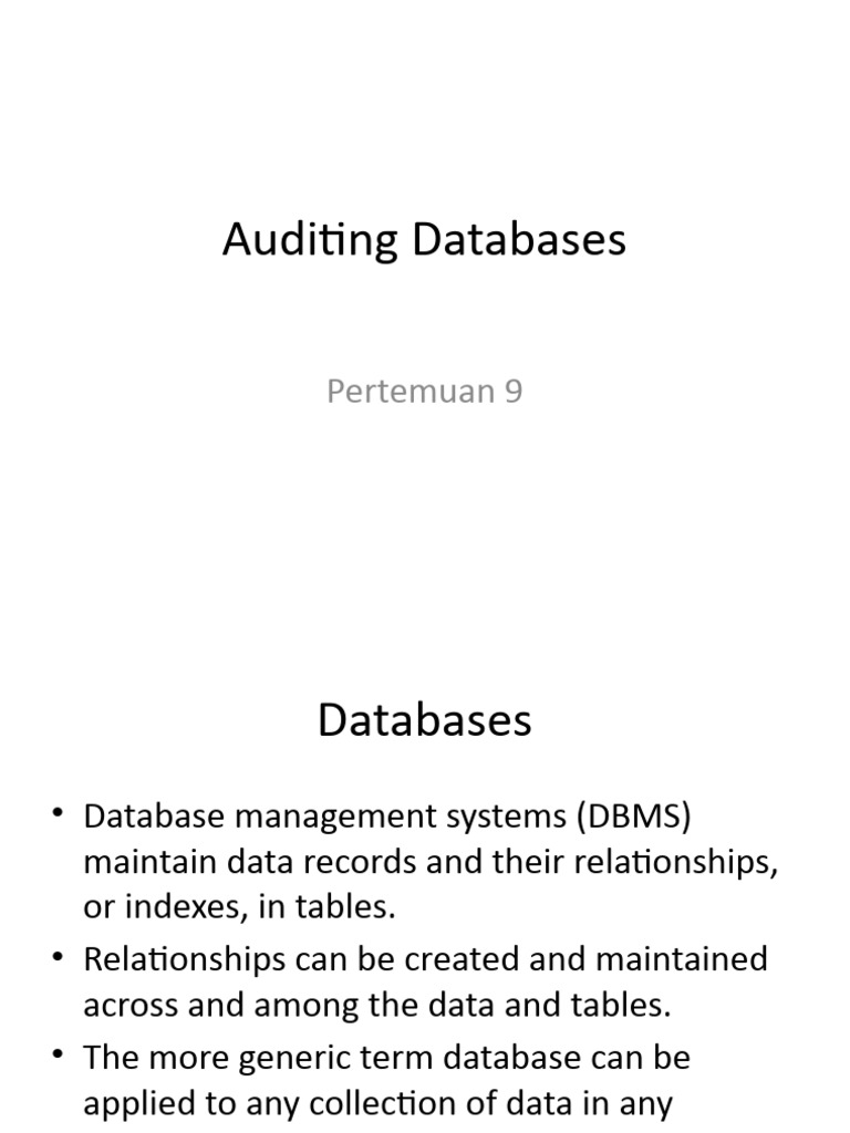 Pertemuan 9 Auditing Databases | PDF | Databases | Password