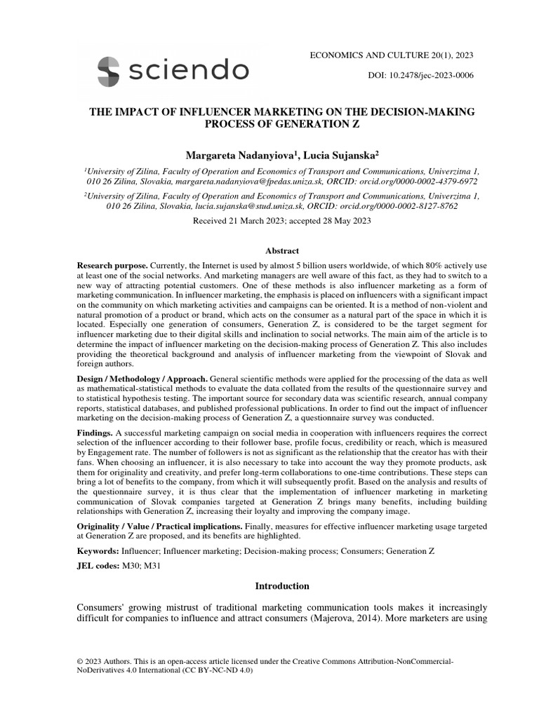 The Impact Of Influencer Marketing On The Decisionmaking Process Of