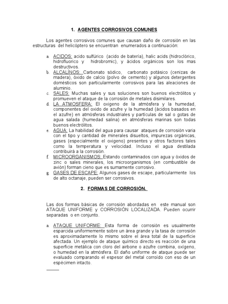 Agentes Corrosivos Comunes en Helicópteros | PDF