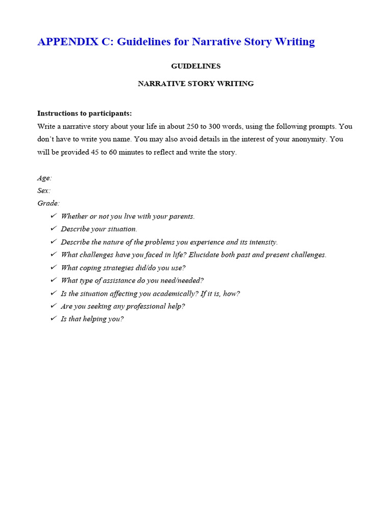 B. Guidelines, Narrative Story Writing | PDF