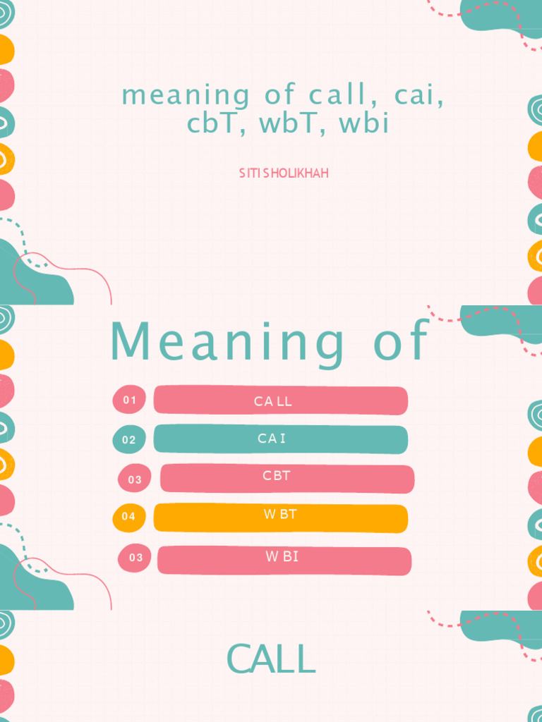 Meaning of Call, Cai, CBT, WBT, Wbi | PDF