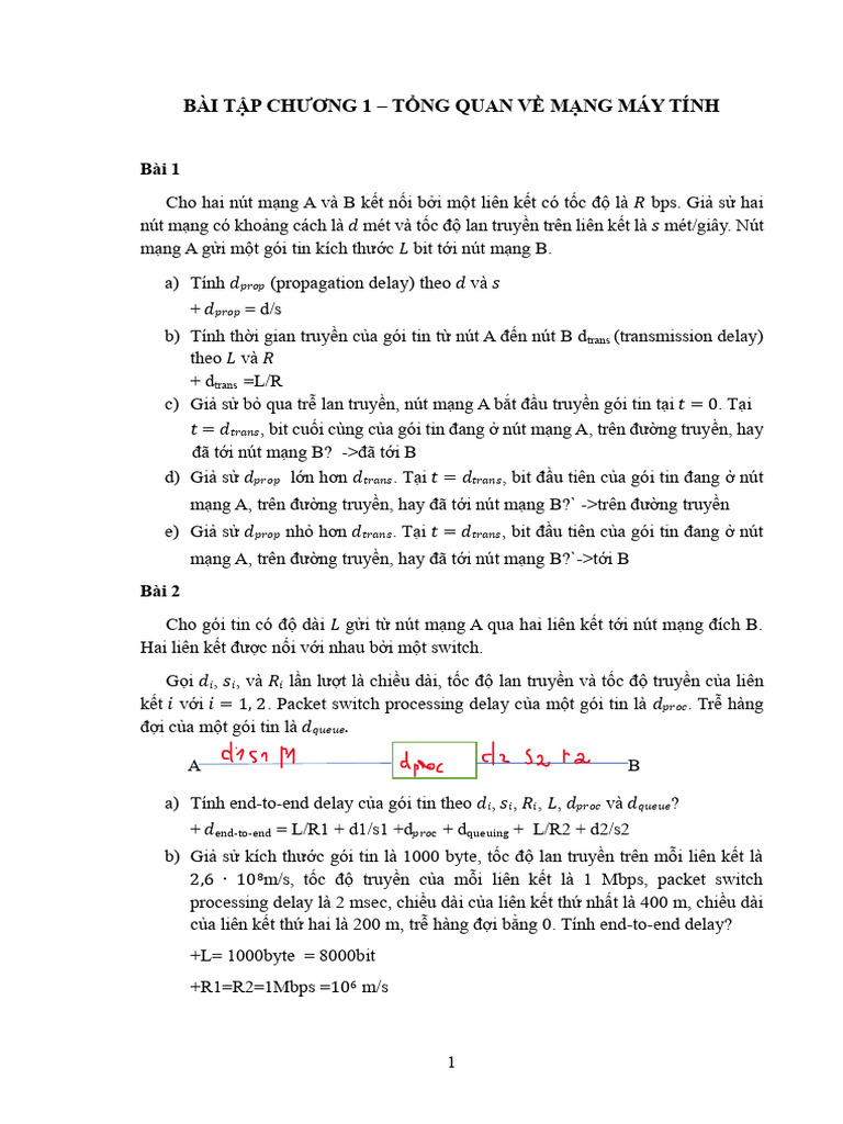 MMT-BT Chương 1-sv2024 | PDF