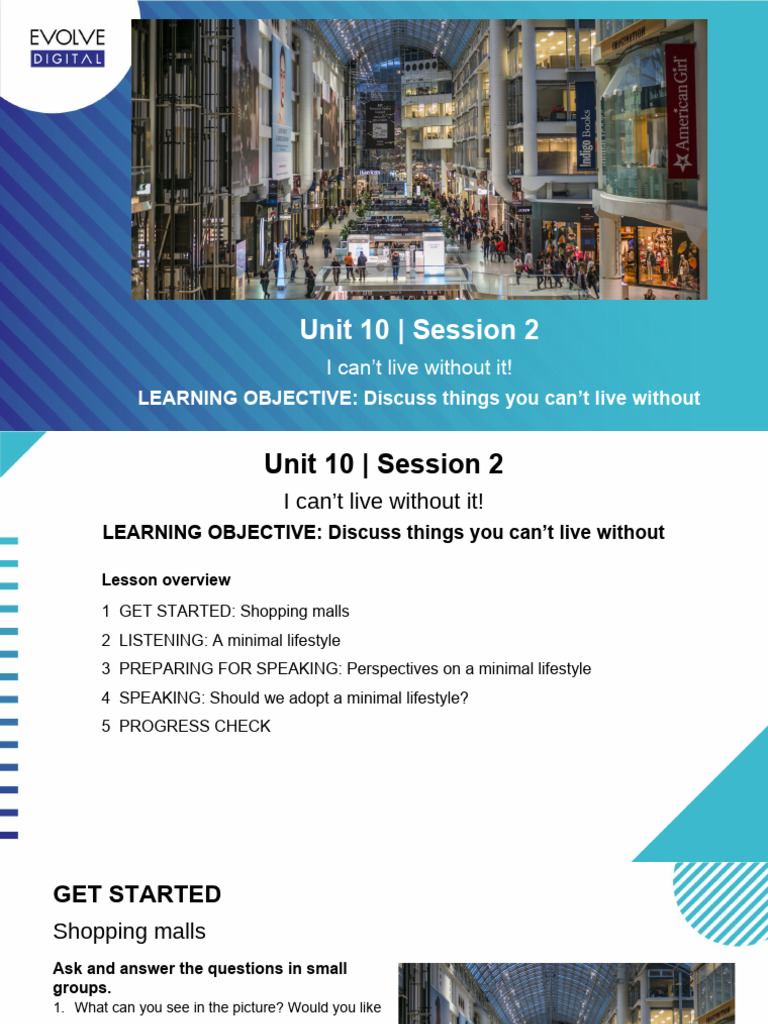 Unit 10 - Session 2: I Can't Live Without It! | PDF