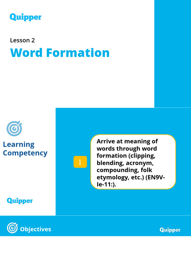 Word Formation Lesson Plan for Grade 9 | PDF | Word | Acronym